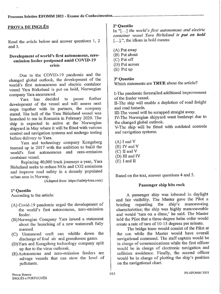 Efomm Inglês 2020 | PDF