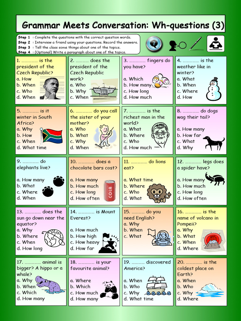 Wh-Questions Grammar Exercise | PDF | Language Arts & Discipline ...