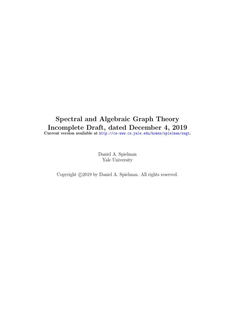 Spectral and Algebraic Graph Theory | PDF | Eigenvalues And Eigenvectors | Mathematical Analysis