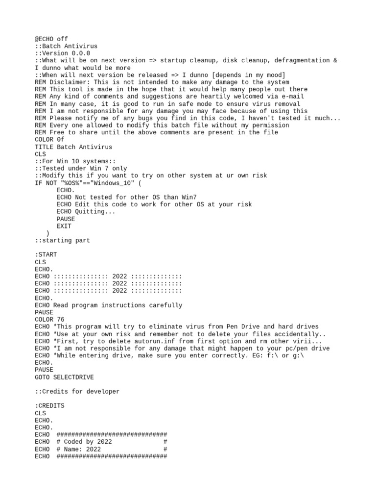 Batchantivirus | PDF