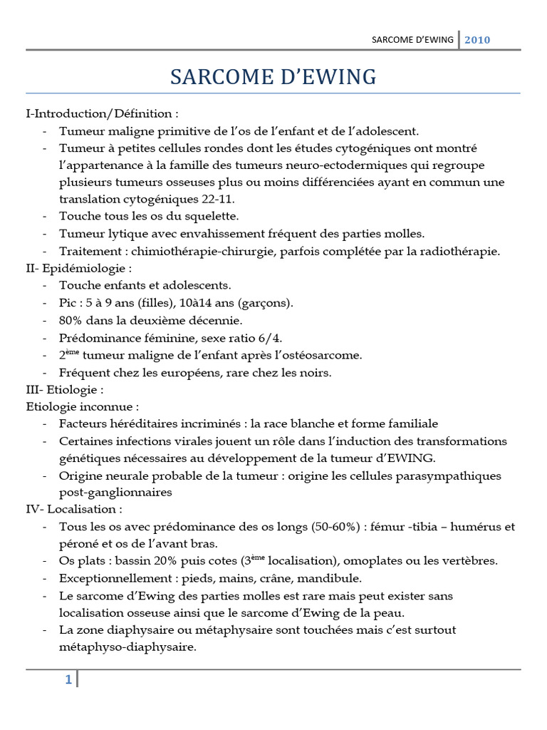 Sarcome D'eming+++ | PDF | Os | Médecine clinique