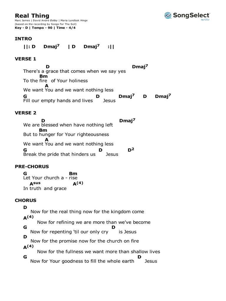 Real Thing-chords-D | PDF | Song Structure