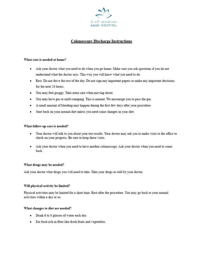 Colonoscopy Discharge Instructions-Eng V | PDF