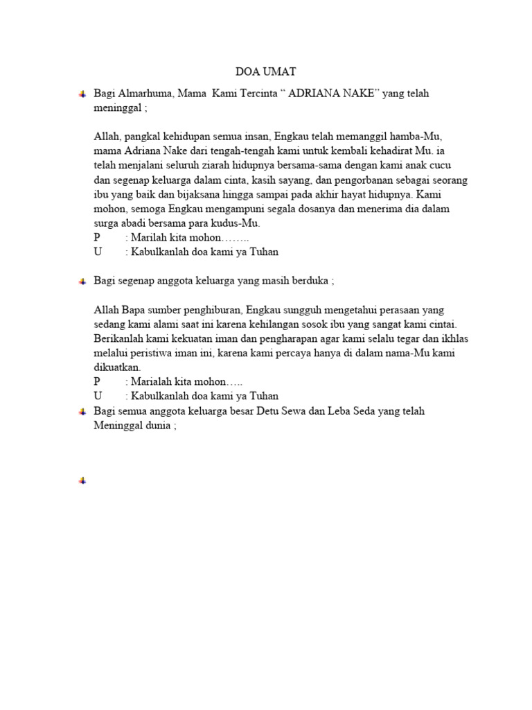 Doa untuk Almarhum dan Keluarga | PDF | Memasak, Makanan, & Anggur ...