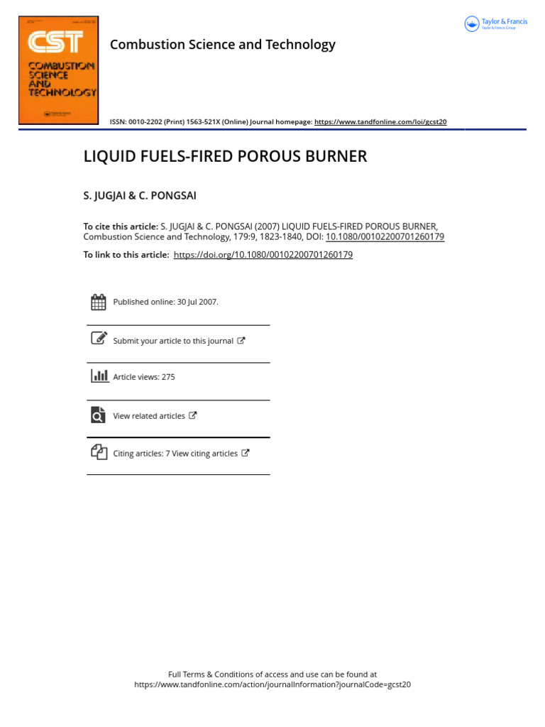 Liquid Fuels Fired Porous Burner | PDF | Combustion | N Ox