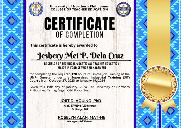 Ojt Certificate | PDF