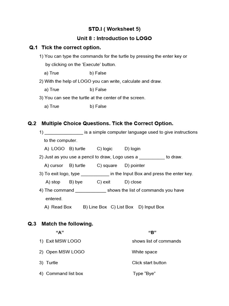 Worksheet 2nd Semester (STD.1) | PDF