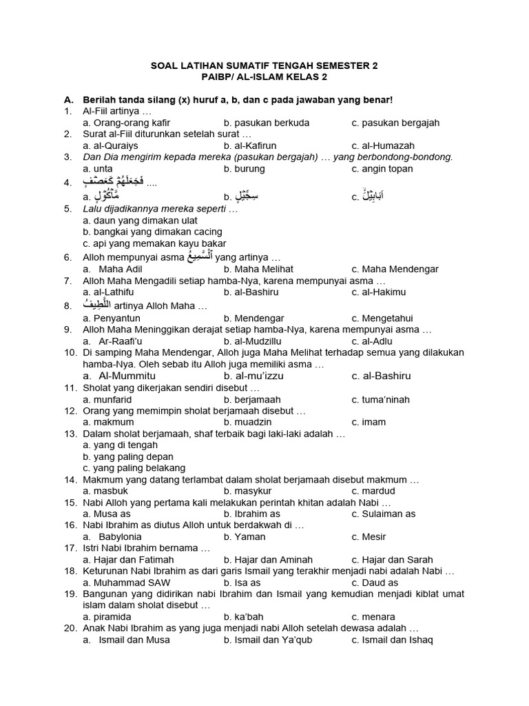 Latihan STS 2 Pai | PDF