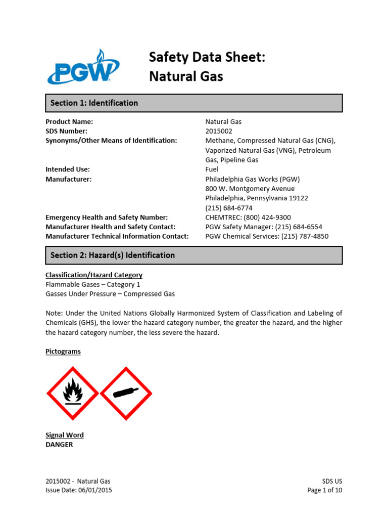 MSDS Natural Gas | PDF