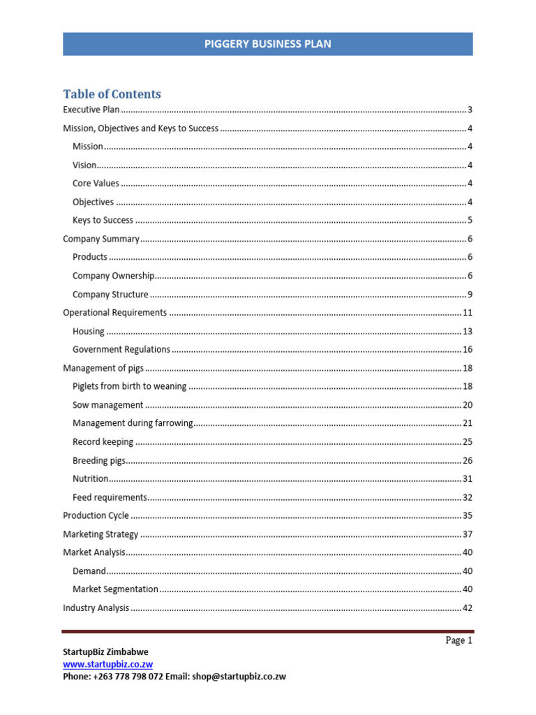 Piggery Business Plan | PDF | Pig | Partnership