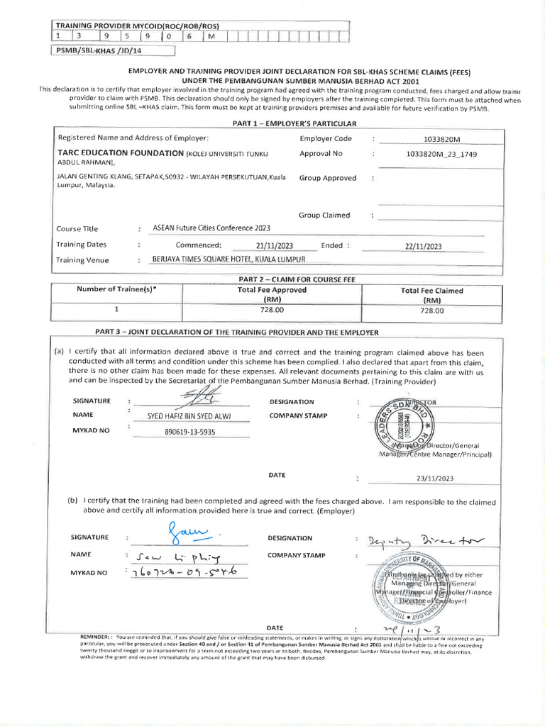 ASEAN Future Cities Conference 2023 - JD14 and T3 Forms (TARC ...