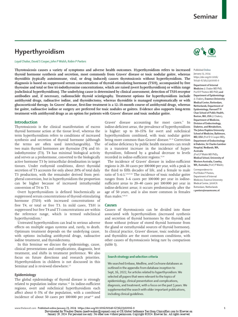 Hyperthyroidism (Lancet 2024) | PDF