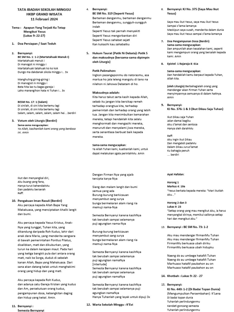 Tata Ibadah SKM 11 Februari 2024 | PDF