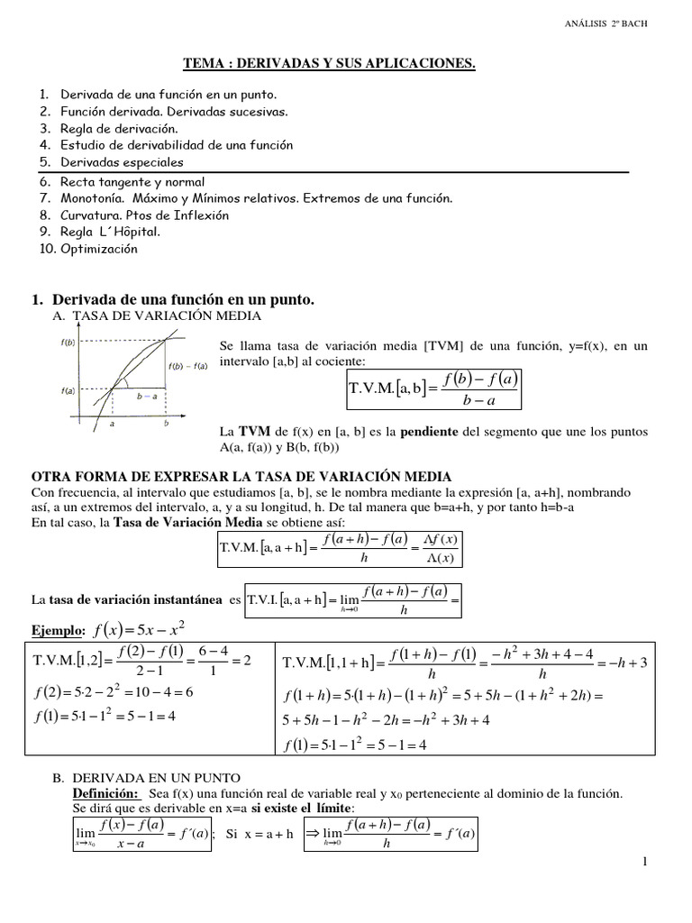 Tema 2 Derivadas y Sus Aplicaciones | PDF | Derivado | Tangente