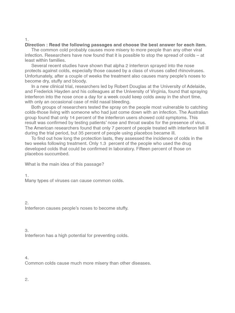 Interferon's Effectiveness Against Colds | PDF | Common Cold | Interferon