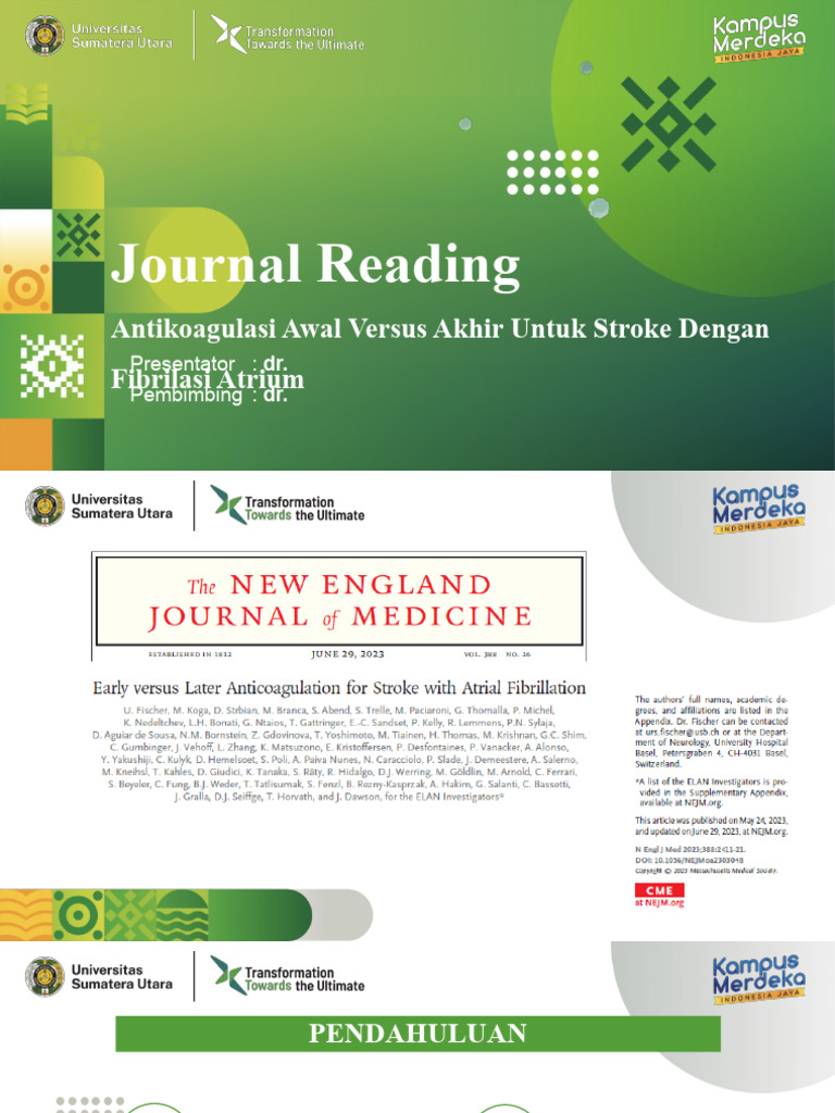 Antikoagulasi Awal Versus Akhir Untuk Stroke Dengan Fibrilasi Atrium | PDF