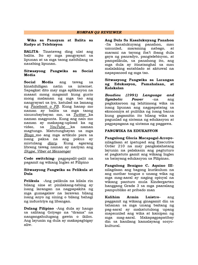 11 Kompan Q2 Reviewer | PDF