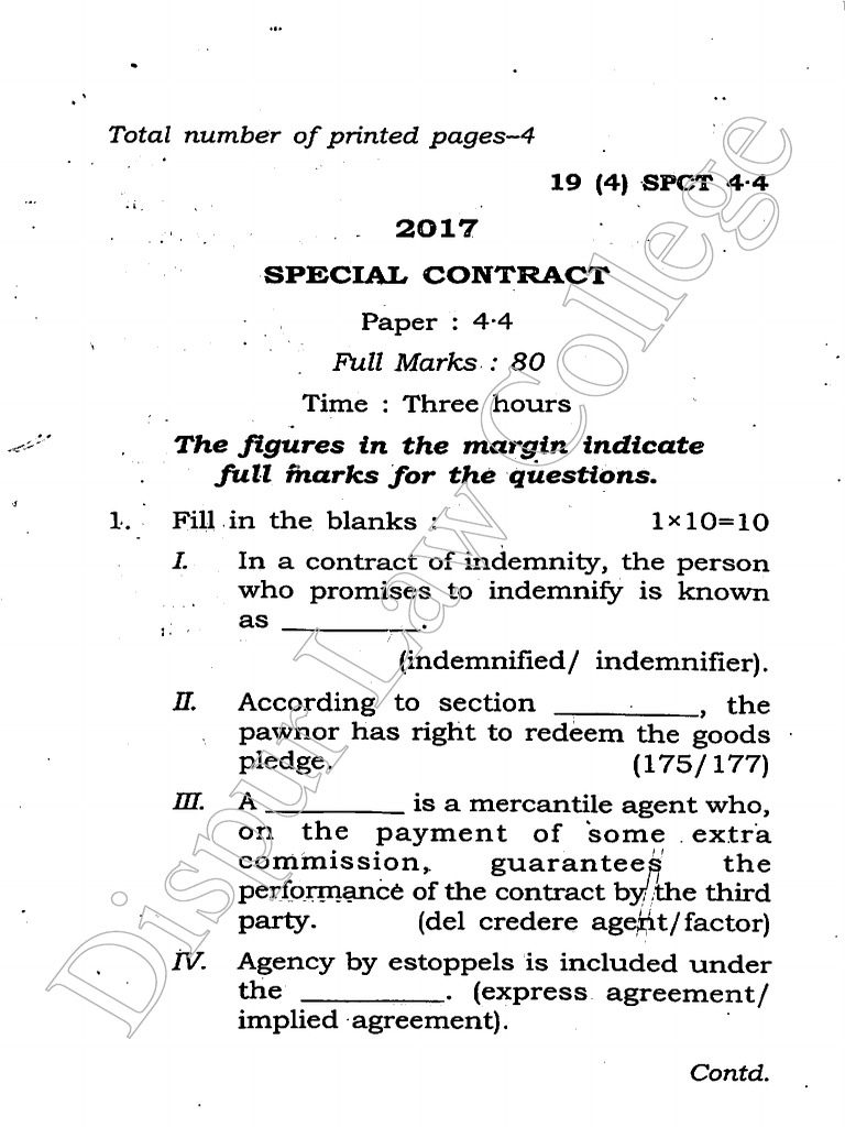Special Contract 2017 Ba - Llb. sem-IV | PDF