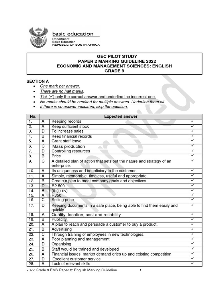 Grade 9 EMS English Memo Paper 2 | PDF | Employment | Overtime