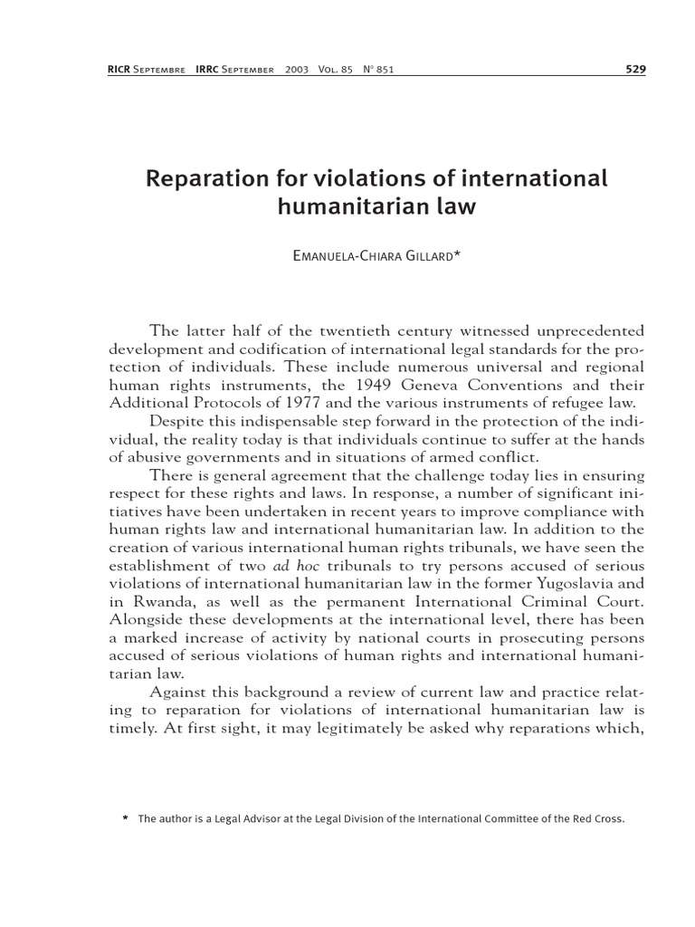 Reparation For Violations of International Humanitarian Law | PDF | International Humanitarian ...