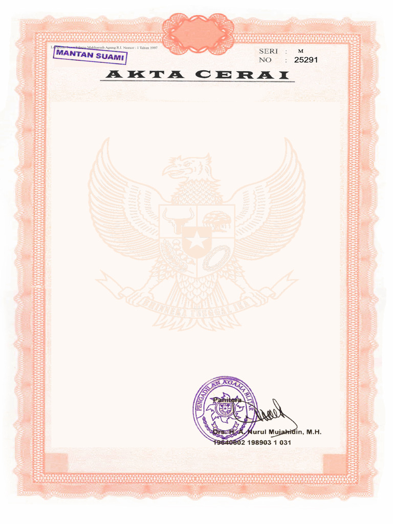 Akta Cerai Pria (Blangko) | PDF