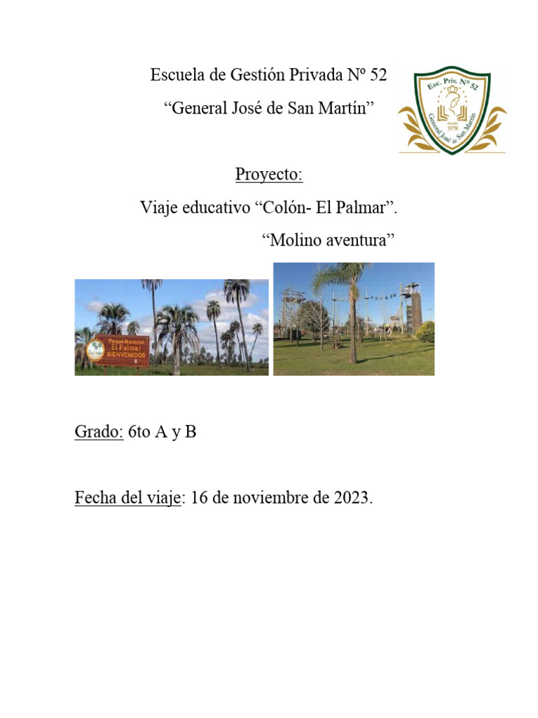 Proyecto Palmar 2023 6to A Y B | PDF