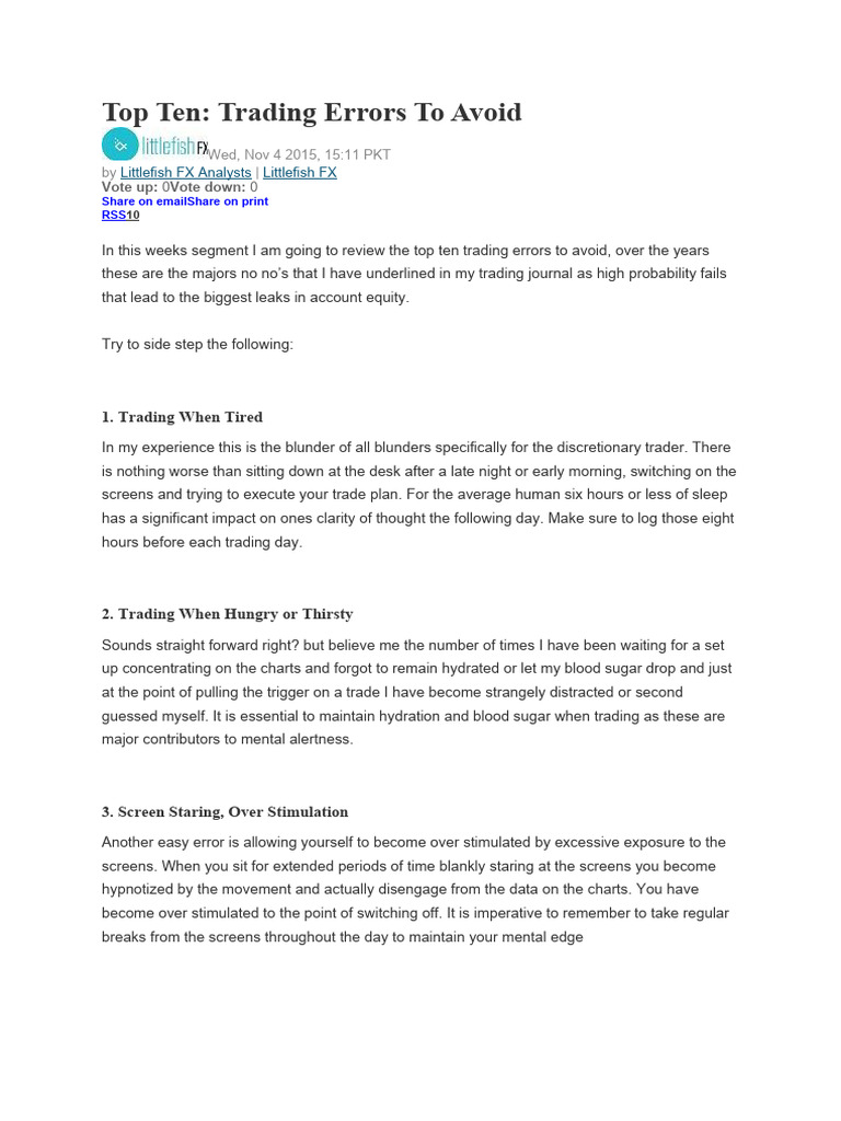 Top Ten Trading Errors To Avoid Pdf