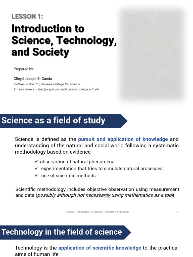 Lesson 1 Introduction To Science Technology and Society | PDF | Science & Mathematics