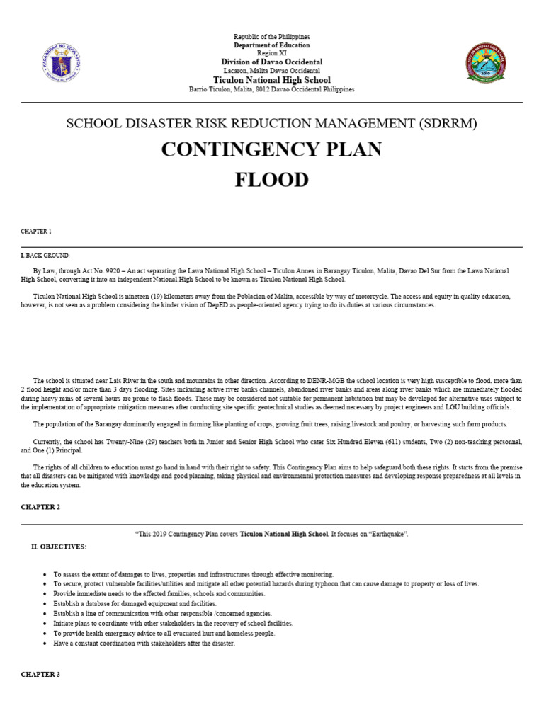 Contingency Plan Ticulon NHS FLOOD 2 1 | PDF