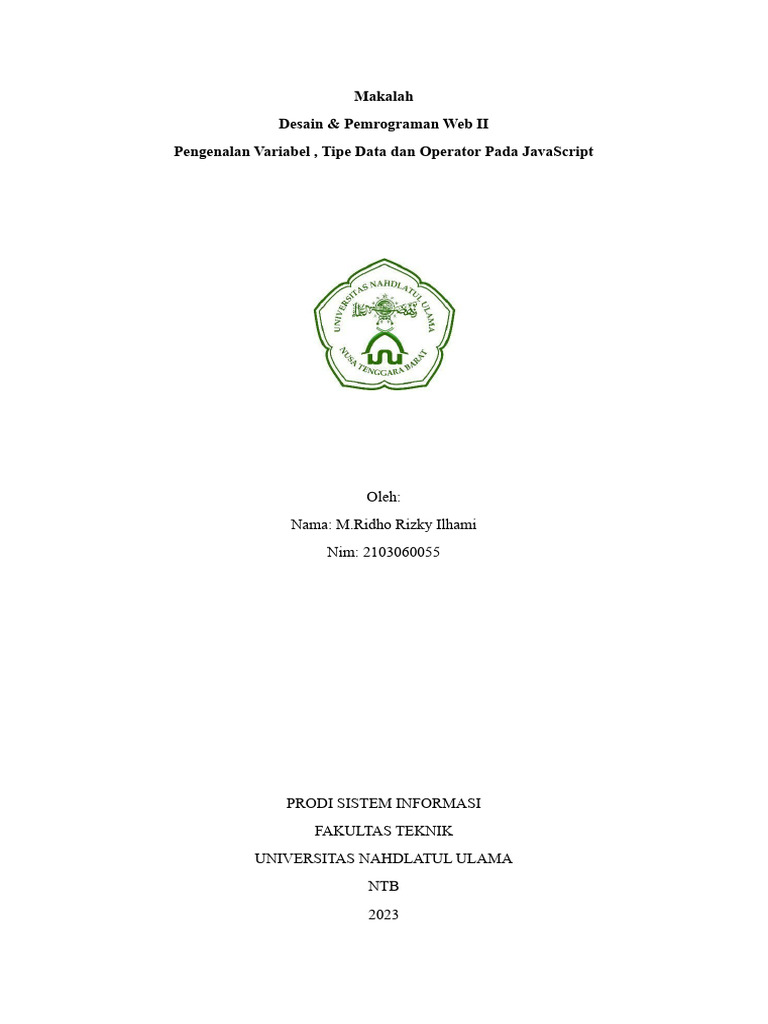 Pengenalan Variabel dan Tipe Data JavaScript | PDF