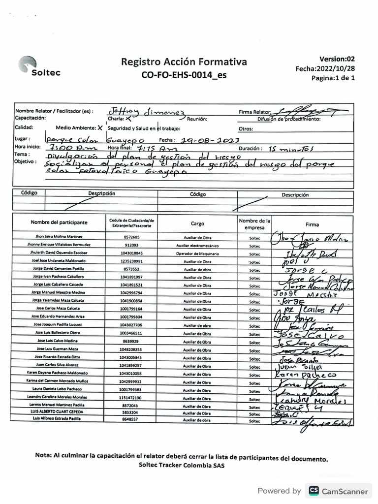 Divulgación PGRD Personal Soltec | PDF