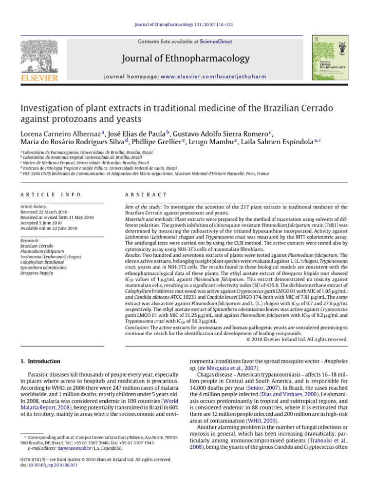 Investigation of Plant Extracts in Traditional Medicine - 2010 ...