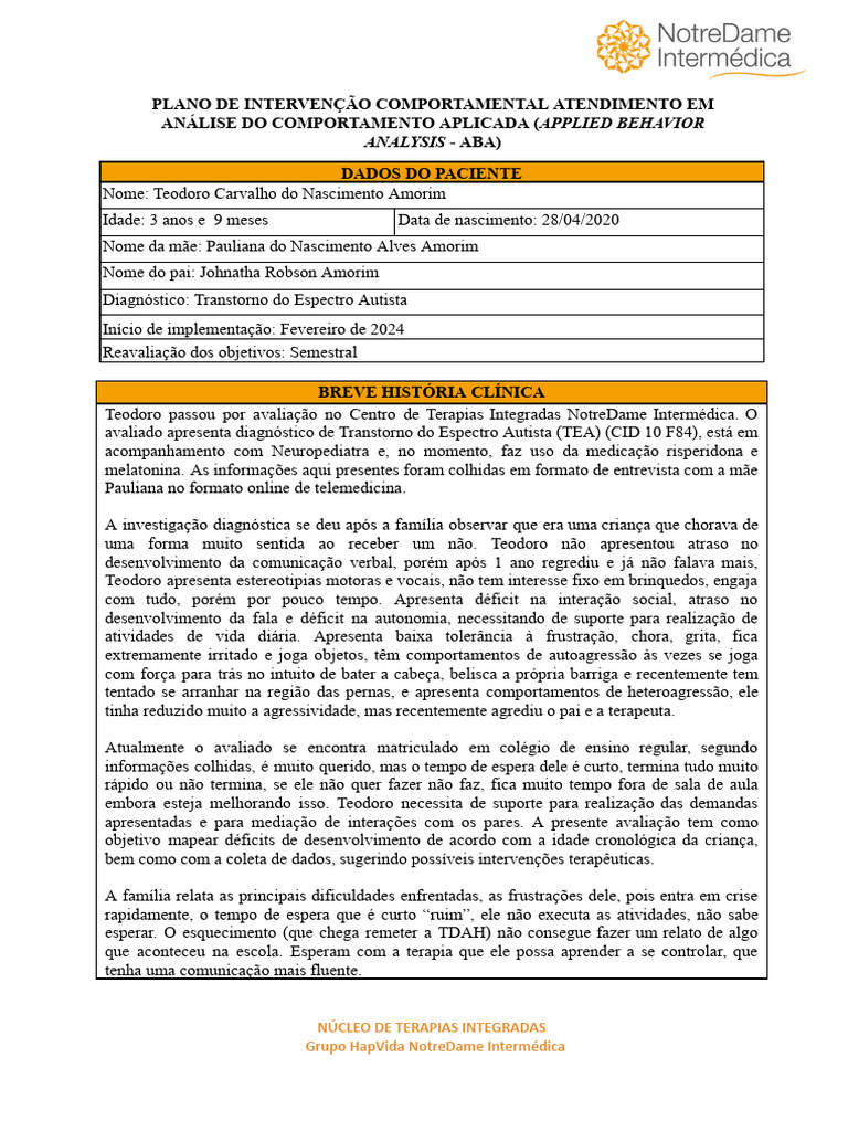 PLANO Exemplo de Doc Perfeito | PDF