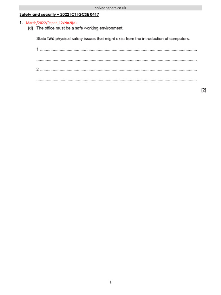 IGCSE ICT Past Papers 2022 Solutions | PDF