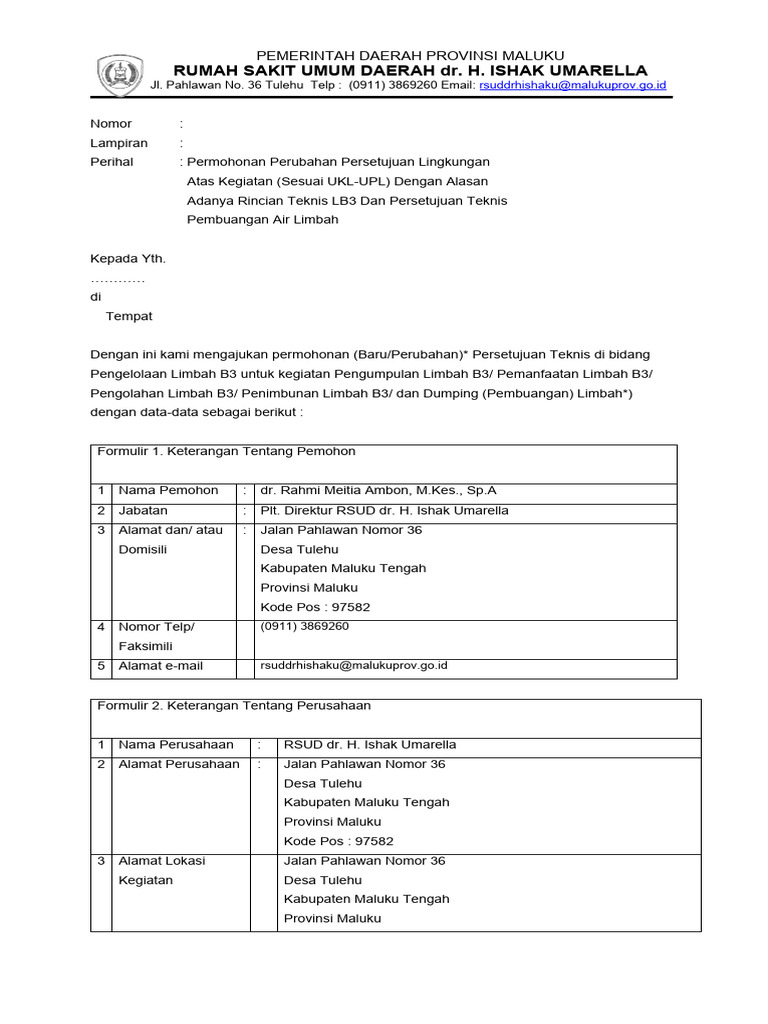 Surat Permohonan Pertek Rintek | PDF