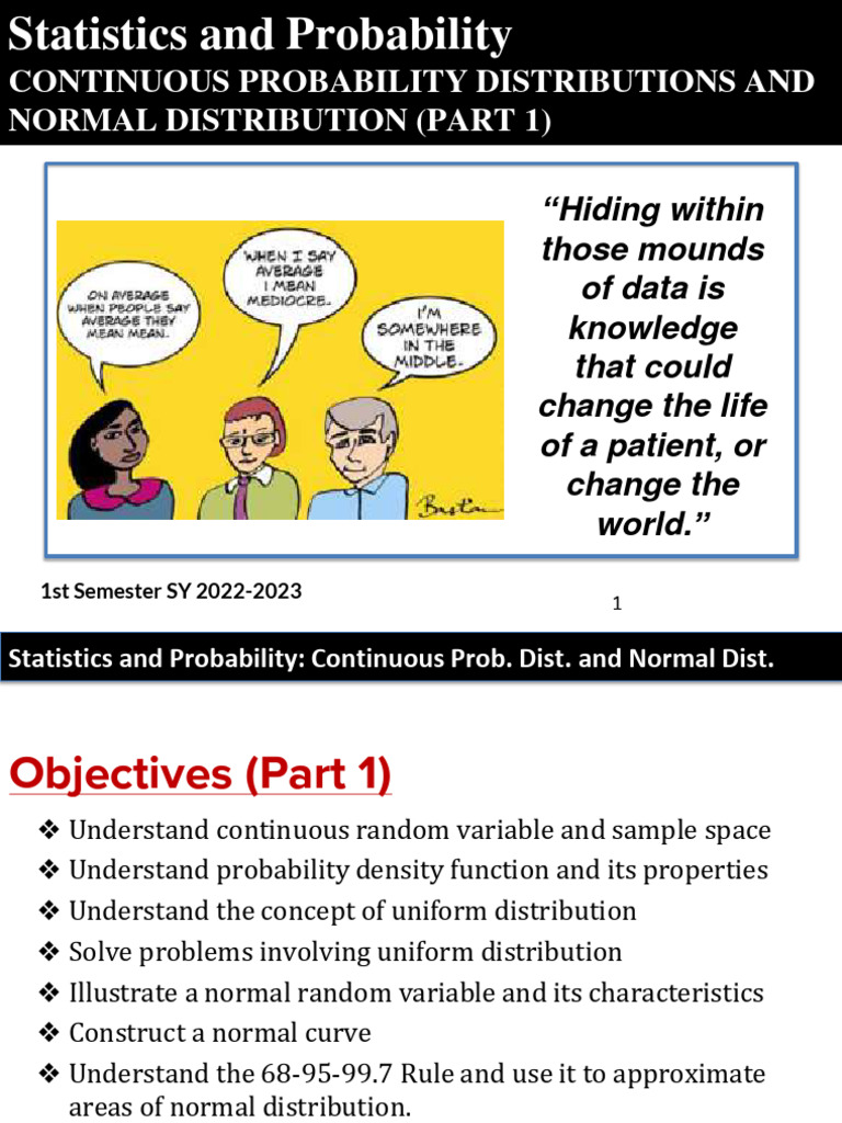 Continuous Probability Distributions and Normal Distribution Part 1 | PDF | Probability ...