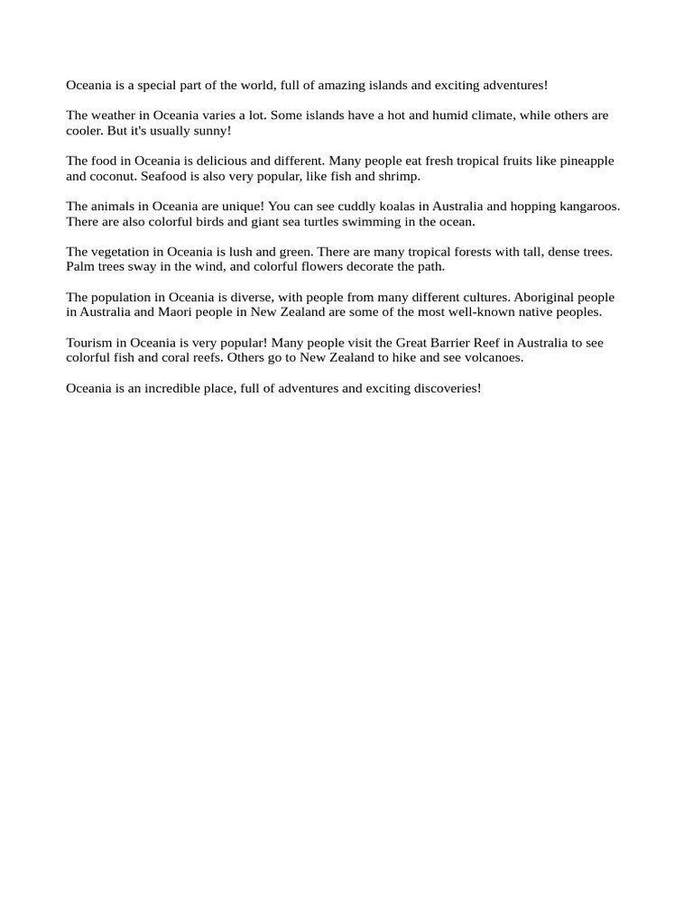 Explore Oceania's Wonders | PDF | Oceania | Tropics