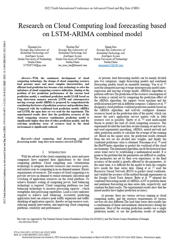 Research on Cloud Computing Load Forecasting Based on LSTM-ARIMA Combined Model | PDF ...