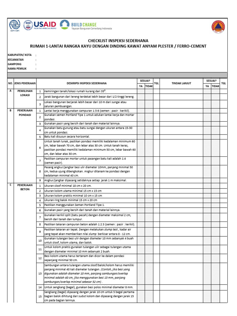 Inspection-Checklist_Build-Change_Timber-Frame-House_Pidie-Jaya_2017 | PDF