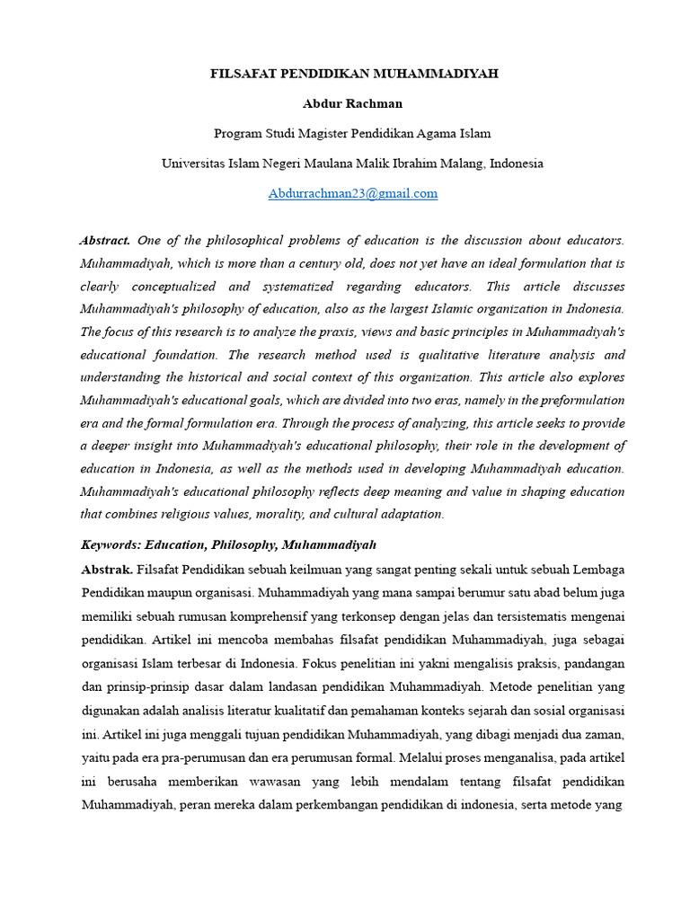 Filsafat Pend. Muhammadiyyah Revisi | PDF