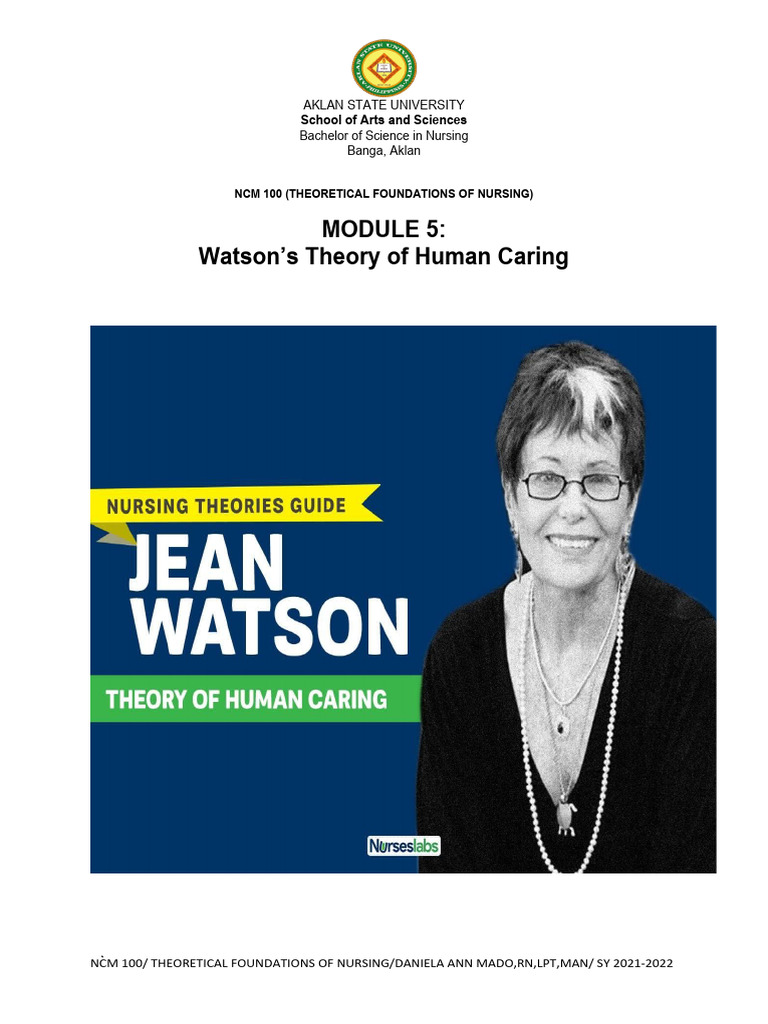 Ncm 100 Module 5 Jean Watson Human Caring Pdf Nursing Science