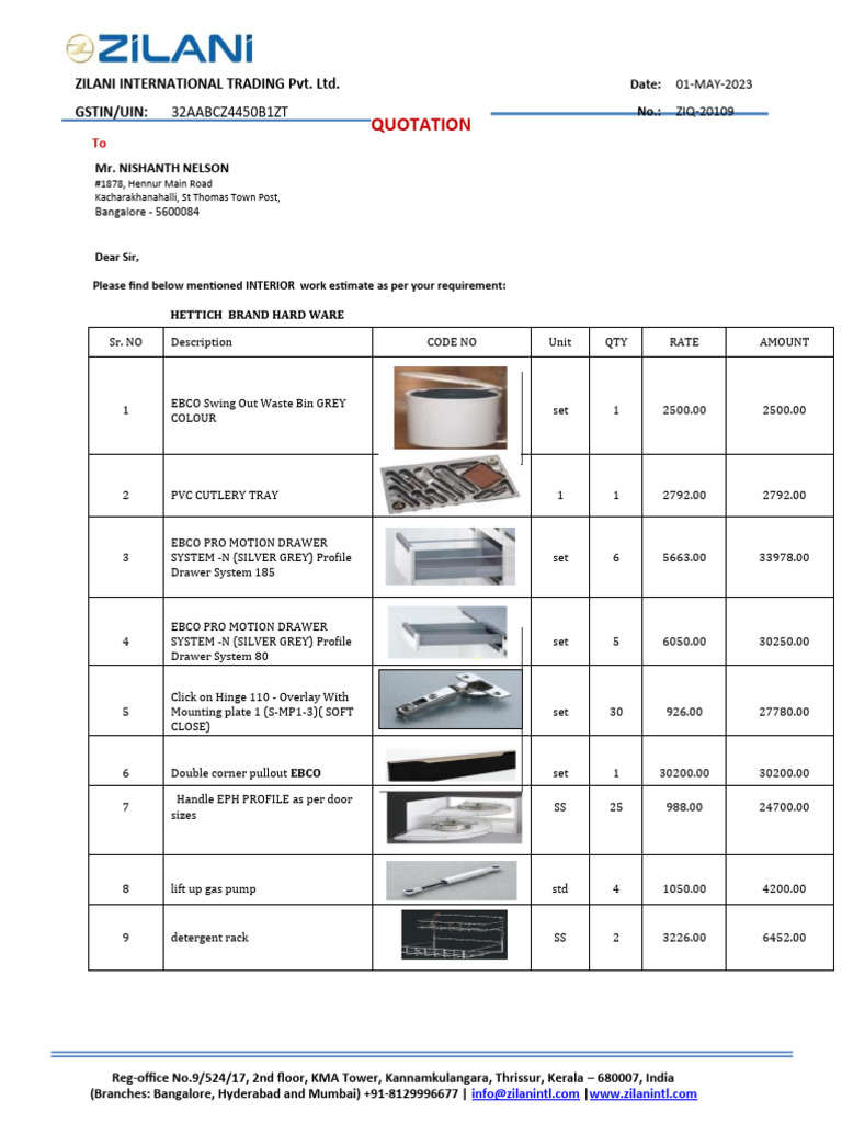 Sijin Interior Quotation | PDF | Furniture | Home Economics