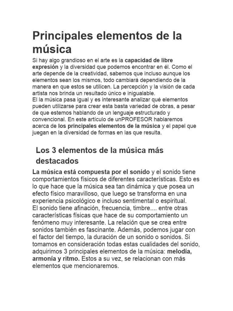Principales Elementos de La Música | PDF | Ritmo | Escala (música)