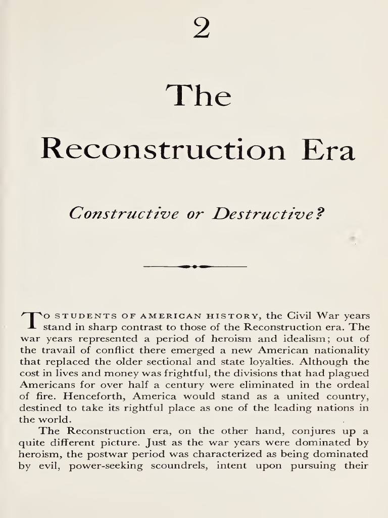 Reconstruction - Cons - or Dest. | PDF | Reconstruction Era ...