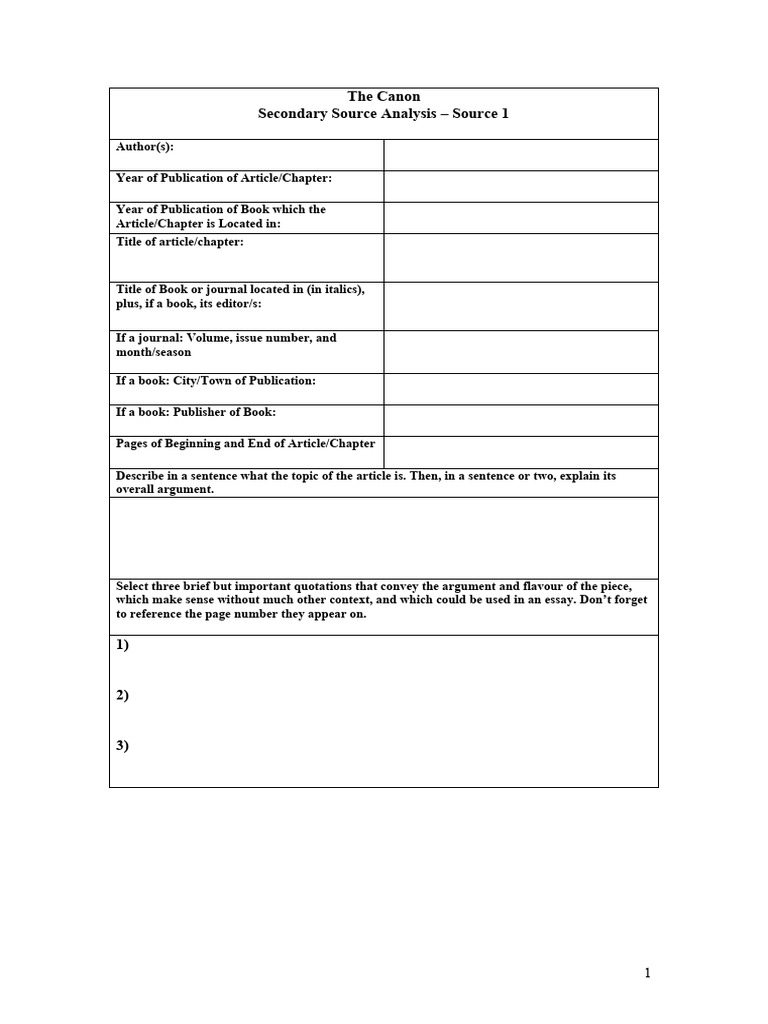 Canon Analyis Forms 2023 | PDF | Argument | Books