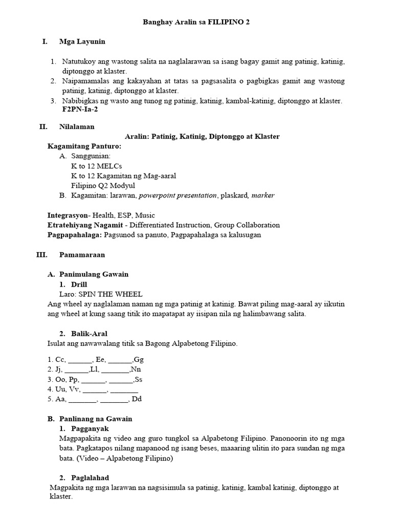 1 COT FILIPINO Grade 2 | PDF