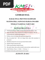 Contoh Soal Olimpiade TK | PDF