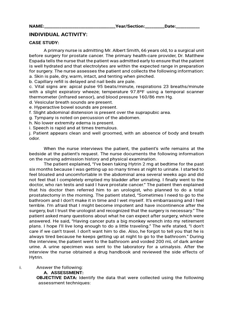 CASE-STUDY-NURSING-CARE-PLAN-WORKSHEET | PDF | Medical Diagnosis ...