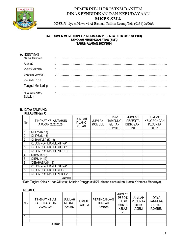 2023 Instrumen Monev PPDB 2023 | PDF