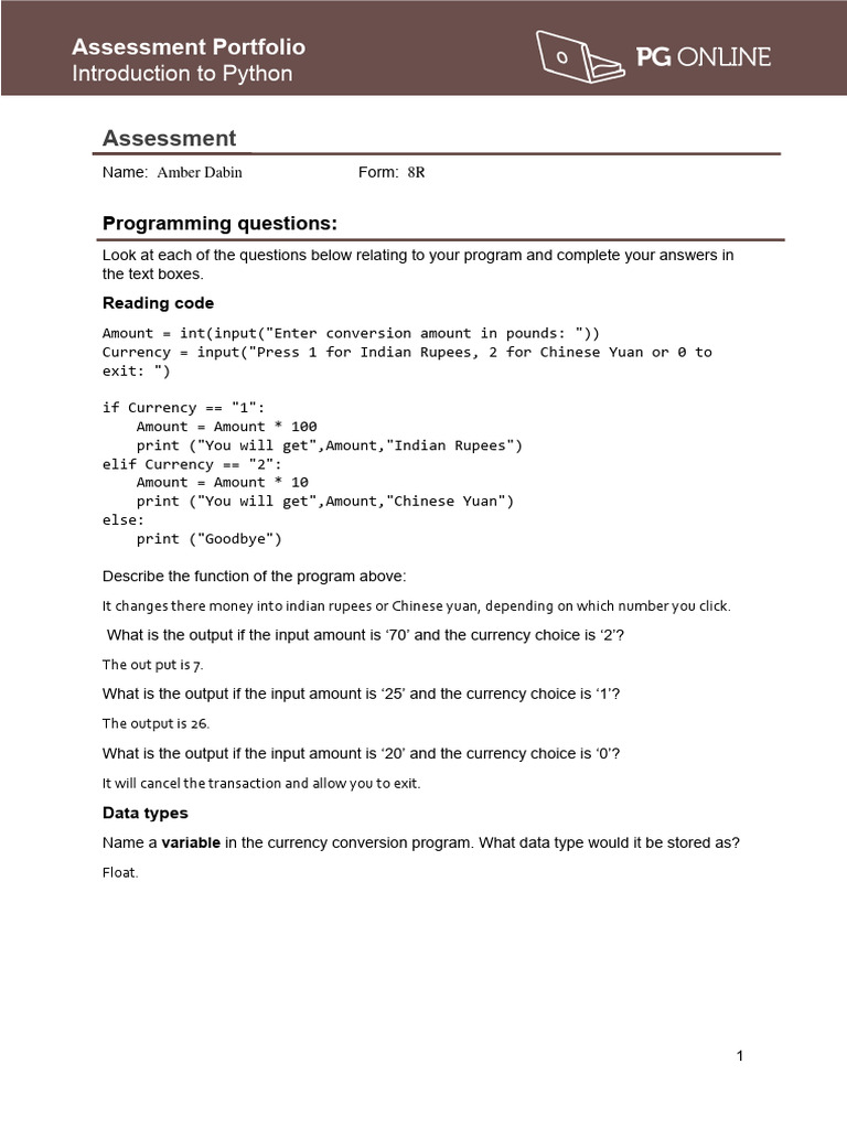 Python Assessment Portfolio Download Free Pdf Computer Program 